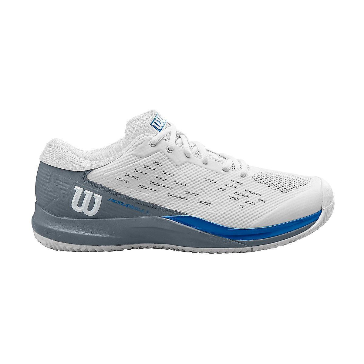 WILSON Men's Rush Pro Ace Pickler Sneaker, White/Grey/Classic Blue, 7.5