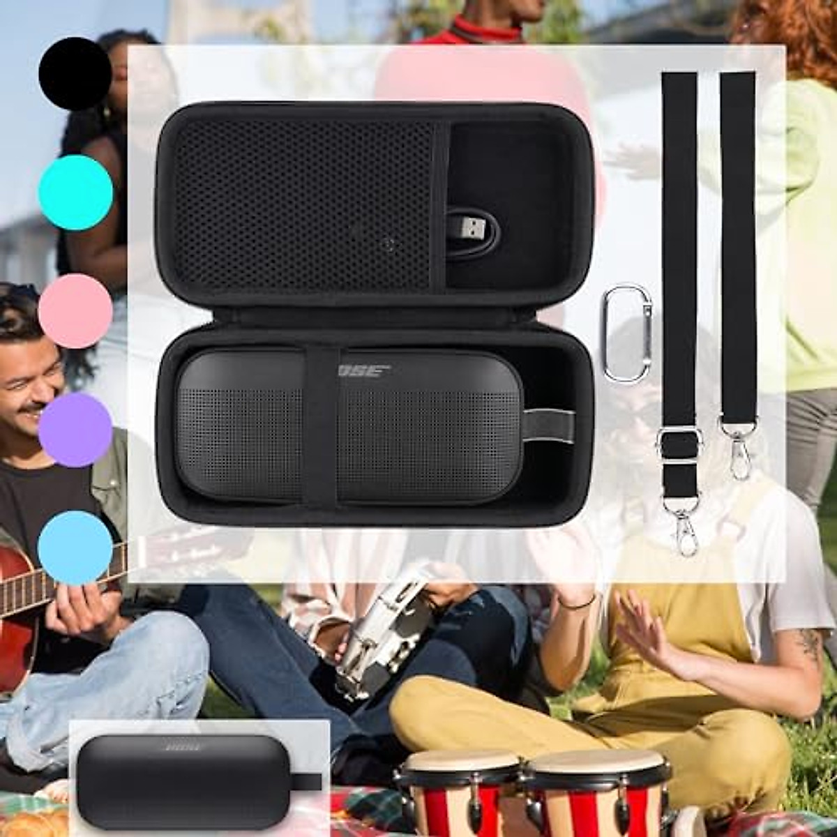 Khanka Hard Travel Case Replacement for Bose SoundLink Flex Bluetooth Portable Speaker (Black)