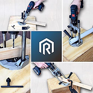 ROONOVA: Angle Drill Guide | Portable Drill Press Stand | Strong Aluminum Alloy | Multi-Angle Adjustable Drill Press Guide with Chuck | Portable & Lightweight | Complete with Credit Card Tool