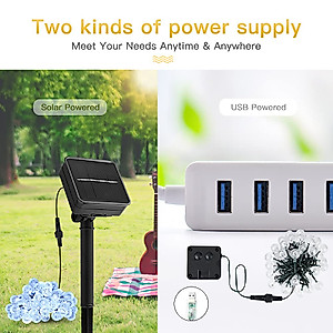 Beauthard Solar String Lights Outdoor,50 Led 24Ft Lights with 8 Lighting Modes,Outdoor String Lights,Waterproof Solar Patio Outside Lights for Garden Yard Home Wedding Party Decoration(Pure White)