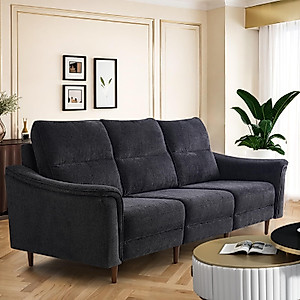 ABAKAN Modern 3-Seat Modular Sectional Sofa Couch，Chenille Sofa Comfy Upholstered Furniture for Small Spaces, Living Room, Apartment, Studio, Office, Grey