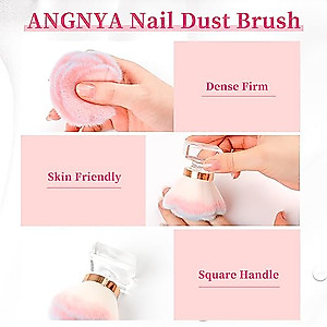 ANGNYA Dust Brush for Acrylic Nails, Pink Rose Soft Brush Nail Art Dust Powder Remover Makeup Brushes Manicure Brush Clean Up Tools Nail Art Brush