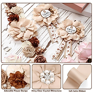 Vansolinne Brown Teddy Bear Maternity Sash Kit Mom to Be Daddy to Be Corsage Pins Bear Theme Baby Shower Decorations Teddy Bear Belly Band Pregnancy Photo Props New Parents Keepsake