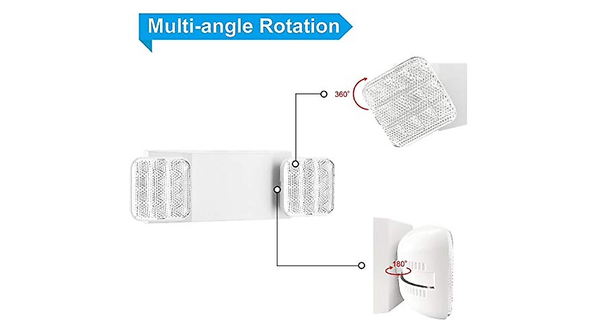 SPECTSUN 12 Pack LED Emergency Lighting Fixture with 2 LED Heads and ...