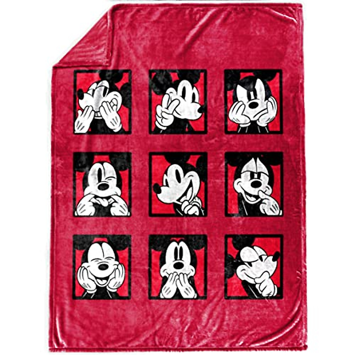 Disney Mickey Mouse Expressions Throw Blanket - Measures 50 x 70 inches - Fade Resistant Super Soft Fleece Bedding (Official Product)