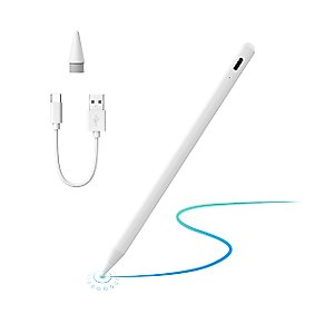Bluetooth Stylus Pen Fit for Pro 12.9-inch (5th Generation) 2021 Model A2378 A2461 A2379 A2462 with Camera Shutter Remote Control, Tilt Sensitive, Battery Level Display, Palm Rejection Pencil