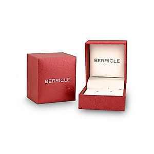 BERRICLE Sterling Silver Red Cubic Zirconia CZ Fashion Dangle Drop Earrings for Women, Rhodium Plated