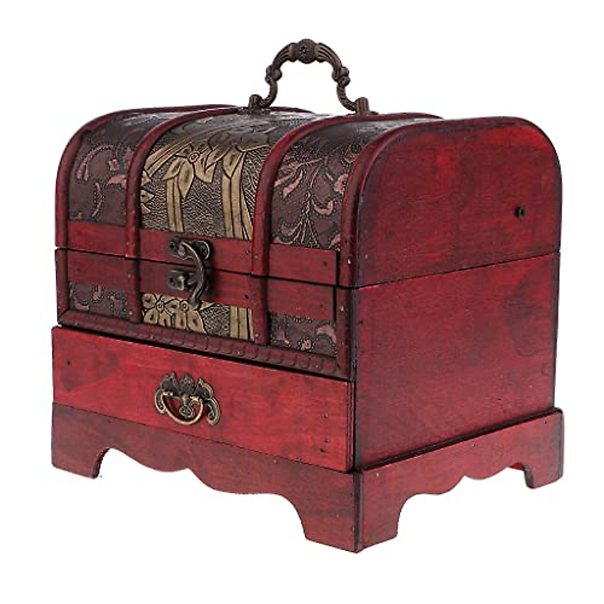 LDCHNH Portable Vintage Style Wooden Organizer Box Trinket Case Chest Travel Case Boxes