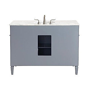 Elegant Kitchen and Bath 48 inch Single Bathroom Vanity Cabinet Set with White Marble Countertop - Grey