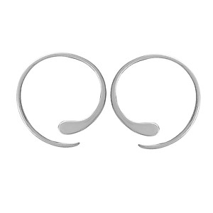 Boma Jewelry Sterling Silver Pull Through Hoop Earrings (Medium Silver)