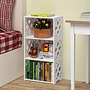 Rerii Bookcase, 4 Tier Kids Small Bookshelf 3 Shelf, Book Organizer Storage Open Shelf Rack, Display Shelves for Bedroom Living Room Bathroom Office, White