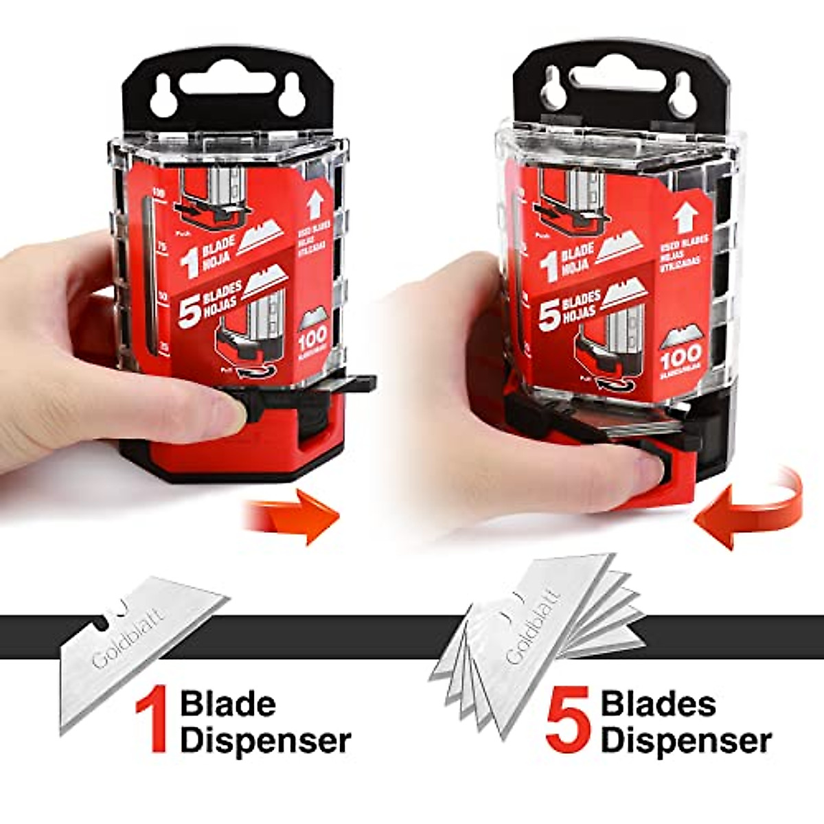 Goldblatt 100-Pack Utility Blades Premium Tempered SK2M Steel with Dispenser (G08283)