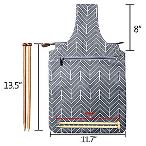 Teamoy Knitting Bag, Canvas Yarn Tote Project Bag for Knitting Needles, Yarn and Crochet Supplies, Perfect Size for Knitting on The Go, Arrow