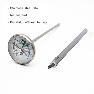Efengcook 1 3/8 Inch Dial Milk Coffee Food Thermometer with Clip,Best Instant Read Thermometer for The Coffee Drinks,Chocolate Milk Foam,Meat Cooking