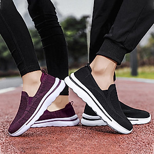 Women Slip On Walking Shoes Orthopedic Shoes,Breathable Mesh Arch Support Slip Resistant Work Shoes Tennis Shoes Sock Shoes (5,Purple,5)