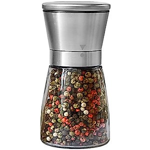 Pepper Grinder or Salt Shaker for Professional Chef - Best Spice Mill with Brushed Stainless Steel, Special Mark, Ceramic Blades and Adjustable Coarseness… (2.5'' x 5.5'')
