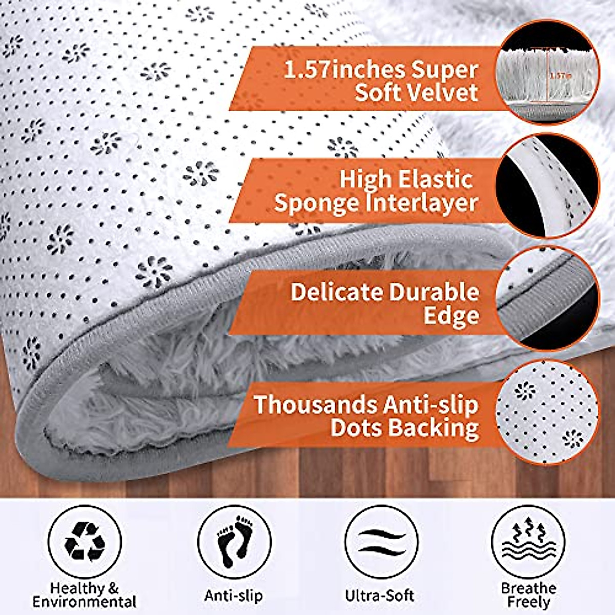 Aternoon 5.3 x 7.5 Feet Shag Area Rugs, Super Soft Fluffy Shaggy Rug Floor Carpet for Living Room, Children Bedroom, Nursery Play Room, Home Decor, 5x8