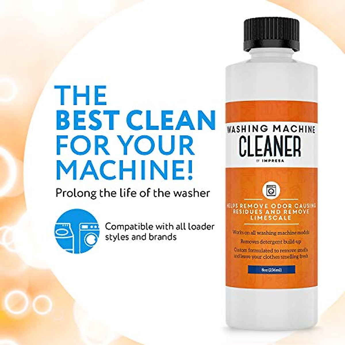 IMPRESA 2 Pack Washing Machine Cleaner for All Washers (Top Load, Front Load, HE and Non-HE) Compatible with Maytag, Whirlpool, Kenmore MADE IN USA - Four Uses