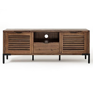 Bme Millie Solid Wood TV Stand for TVs up to 65 Inches, Modern Farmhouse TV Stand with Rustic Charm, TV Stands for Living Room, Chestnut