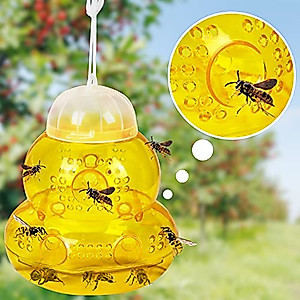 4 Pack Wasp Traps,Yellow Jacket Killer for Outdoor, Carpenter Bee Traps for Outside, Bee Catcher Hornet Trap for Yard, Farm, Fly Trap, Yellow