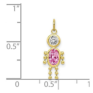 Auriga Fine Jewelry 10K Yellow Gold October Boy Birthstone Charm Pendant for Women (L- 0.79 Inch, W- 0.4 Inch)