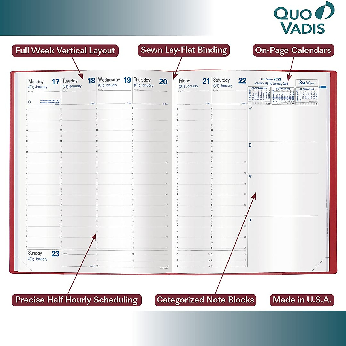 Quo Vadis 2024 Refill For President Planner - Time Management Appointment Organizer