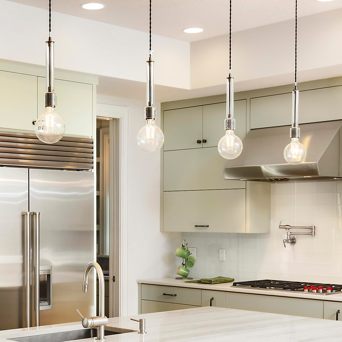 Maxxima G25 LED Light Bulb, Globe White Filament - 40 Watt Equal, 500 Lumens, 3000K Warm White, E26 Edison Vanity Bulb, Great for Kitchen, Living Room, and Bathroom, Non-Dimmable, 120V - 6 Pack