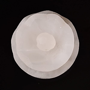 JIC Gem Morocco 1.1 Lbs Natural Lotus Shaped Selenite Charging Tray Set for Quartz Crystals,Selenite Charging Plate Station,Charging Selenite Bowl for Stones