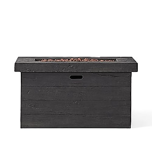 Christopher Knight Home Custer Outdoor Rectangular Fire Pit - 40,000 BTU, Grey