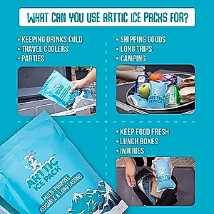 Arttic Gel Ice Packs – Dry Ice for Shipping Frozen Food, Injuries & Lunch Boxes – Multi-Purpose, Reusable & Long-Lasting Ice Bags – Cold Packs for Coolers & Keeping Food Fresh – Freezer bags (32 Pack)