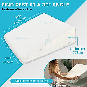 Xtreme Comforts Wedge Pillows - 7" Memory Foam Bed Wedge Pillow for Sleeping (1Pk)