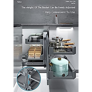 Soft Close Blind Corner Cabinet Pull Out for 15 Inch Opening, 2 Tier 4 Shelf Heavy Duty Slide Out Kitchen Cabinet Organizer for Left Or Right Universal, Right