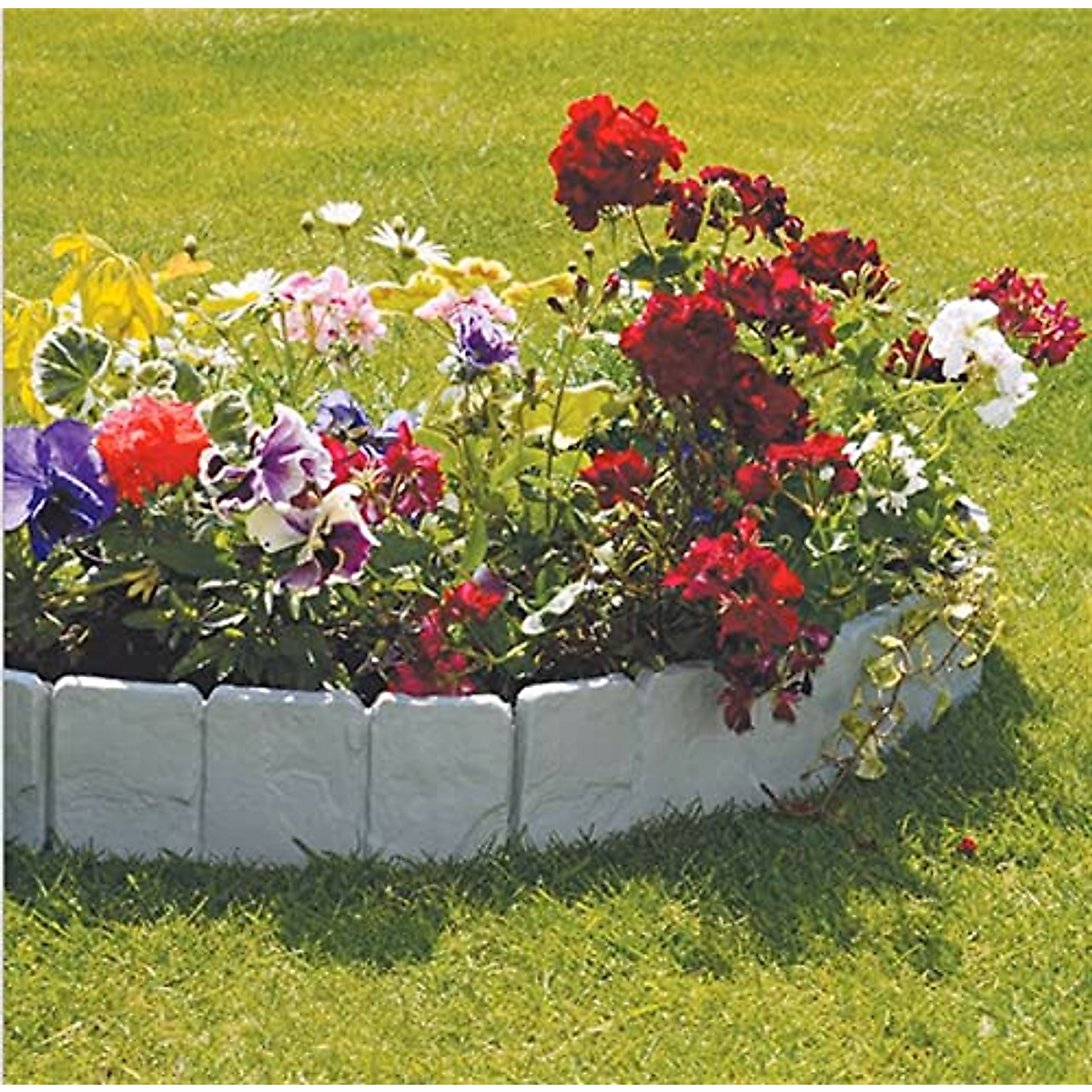 W&Y-YWSH Garden Landscape Edging Borders for Flower Beds, Border Edging, Gray Stone Effect Plastic Garden Edging Hammer-in Lawn Palisade Fencing, No Dig Landscape Edging - 10/20Pcs