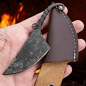 Hand Forged Celtic Knife / Mini Neck Knife - 4.65 Inches Celtic Knife / Mini Neck Knife With Sheath, High Carbon Steel Celtic Knife / Mini Neck Knife, Viking Gift Knife