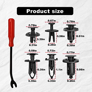 120pcs Retainer Clips Push Type Fasteners 6.8mm 8mm 9mm 10mm - Expansion Screws Replacement Kit with Remover Tool Bumper Push Rivet Clips Compatible with GMC Ford Toyota Honda Chrysler Acura