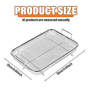 Air Fryer Basket for Oven: YIDM 2 Piece Non-Stick Mesh Oven Air Fryer Basket, Food-Grade Stainless Steel Air Fryer Basket, Cooling or Drying Used for Convection Ovens Air Fryers