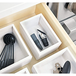 iDesign Renewable Paulownia Wood Collection Drawer Organizer Bin, 3.3" x 5" x 2.5", White Wash