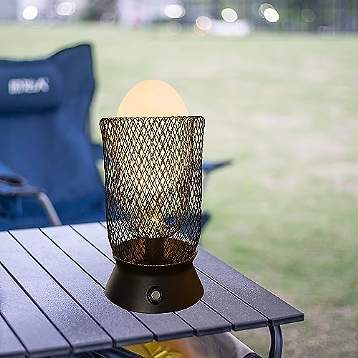 38°GARDEN LED Flame Table Lamp Battery Operated Rechargeable Ambience Lantern Metal Cage with Flickers Warm Light Touch Dimmable Bedside Lamp Cordless Nightlight Decor for Patio Porch Home Gift