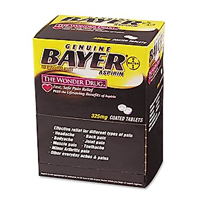 Bayer BXBG50 Aspirin Tablets, Two-Pack, 50 Packs/Box