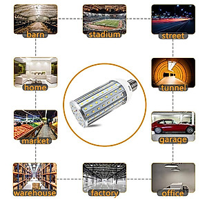 Intpro 60W LED Corn Light Bulb Lamp, 6000LM E26/E27 6000K 85V~265V super bright light for Indoor Large Area, garage barn Workshop Warehouse Factory Porch Backyard High Bay Street Outdoor