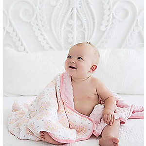 SwaddleDesigns Snuggle Blanket, Microfiber and Cotton Muslin, Sterling Little Lamb and Plush Dots