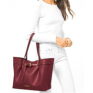 Michael Kors Emilia Large Triple Compartment Tote Leather Shoulder Bag Merlot