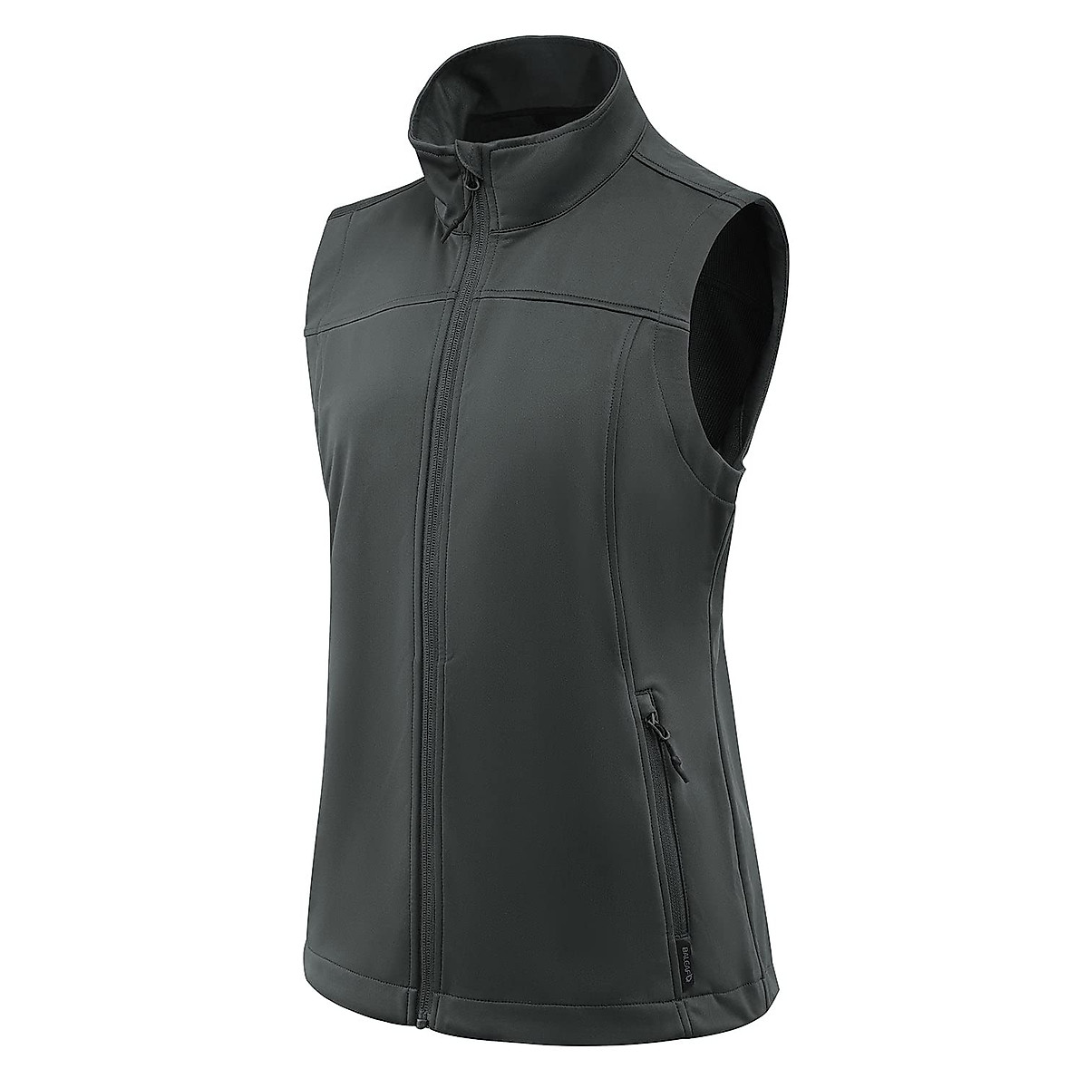 BALEAF Women's Lightweight Vest Softshell Sleeveless Jacket Windproof Stand Collar with Zipper Pockets Running Hiking Golf Gray M