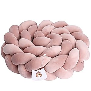Handmade Braided Cushion Knotted Soft Knot Pillow Comfortable Cushion Long Rail Decor for Bedroom (Light Pinkish Brown,157.56 inch),1060026