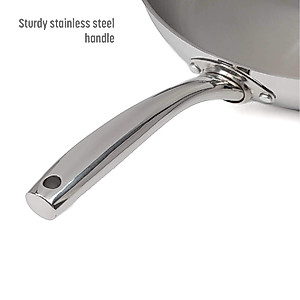 Goodful 12-Inch Stainless Steel Fry Pan with Universal Lid made from Stainless Steel and Glass Combo, Chrome