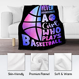 Basketball Blanket for Girls, Basketball Gifts for Girls Basketball Lovers, Sport Throw Blankets for Team Daughter & Her, Girls Basketball Gifts for Couch Sofa Home Decor (40x50 Inch)