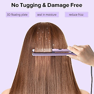 VillaCool Hair Straightener, Flat Iron Hair Straightener, Professional Hair Straightener and Curler 2 in 1, Flat Iron Curling Iron in One, Curling Straightening Iron Combo, Round Flat IronSalon