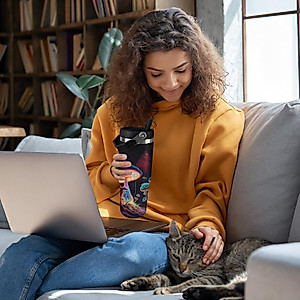 Unyopsa Mushroom Tumbler with Handle 30oz Vacuum Insulated Mushroom Cup with Lid and Straw Mushroom Gifts for Women Men