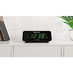 Emerson SmartSet Alarm Clock Radio with AM/FM Radio, Dimmer, Sleep Timer and .9" LED Display, CKS1900 (Black)
