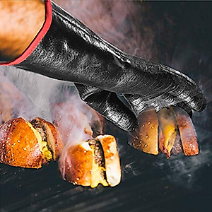 BBQ Gloves, 1 Pair, 1292℉ Heat Resistant Grilling Oven Gloves, Fire & Oil Resistant Waterproof Kitchen Mitts Potholders for Cooking, Grill, Barbecue, Frying, Baking, 14 Inch